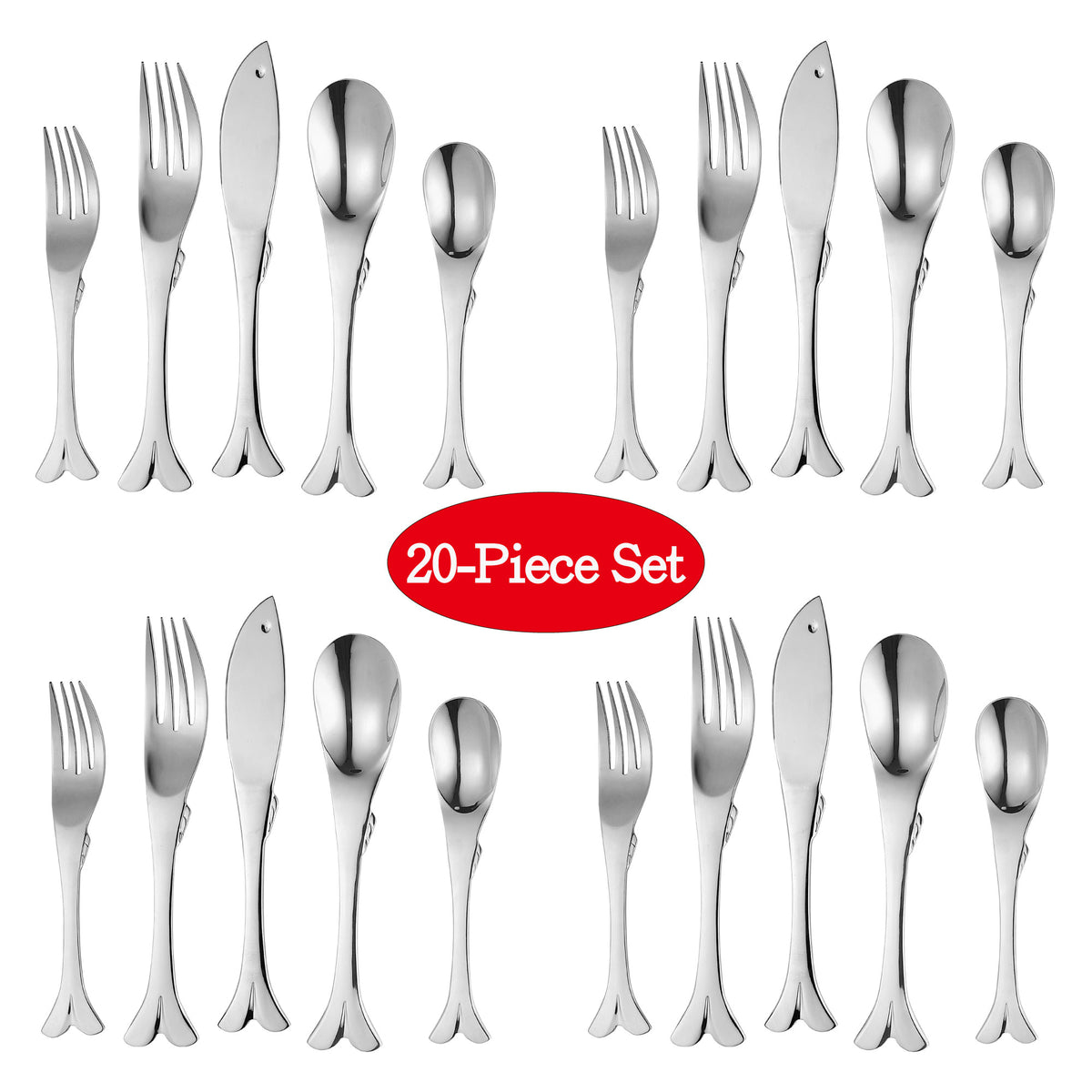 Supreme Stainless Steel 20-Piece Fish Flatware Set – KitchenRus